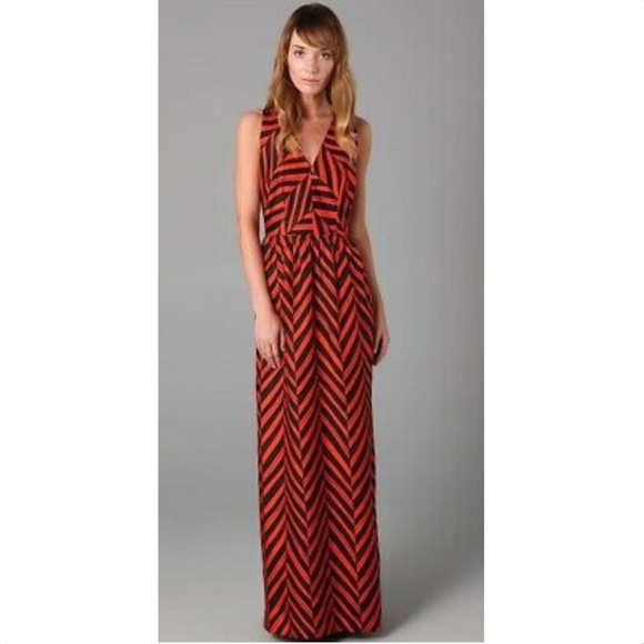 Milly | Dresses | Milly 495 Caroline Redblack Chevron Print Dress ...